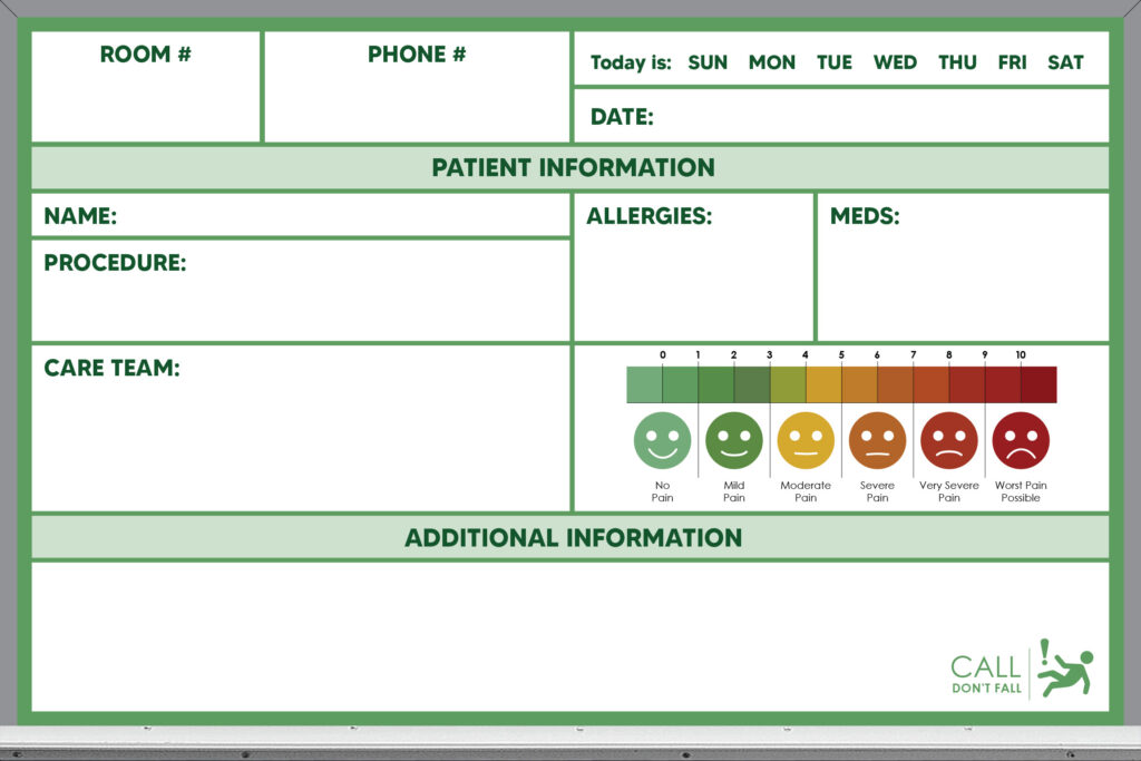 Patient Room Care Notes Whiteboard – Magnetic Surface