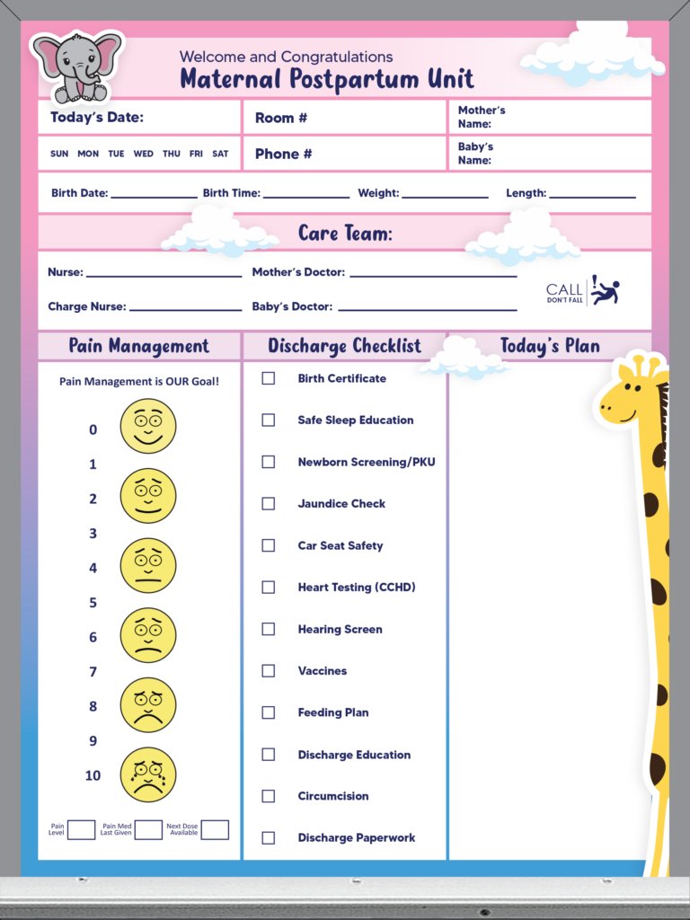 Maternity Room Patient Tracking Whiteboard - Care Notes