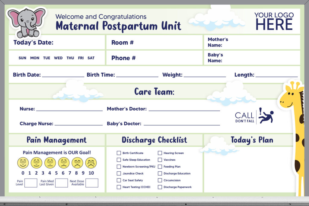 Maternity Room Patient Tracking Whiteboard - Care Notes