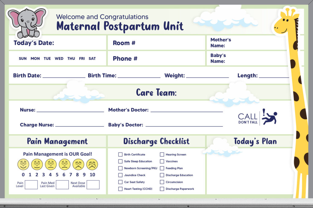 Maternity Room Patient Tracking Whiteboard - Care Notes