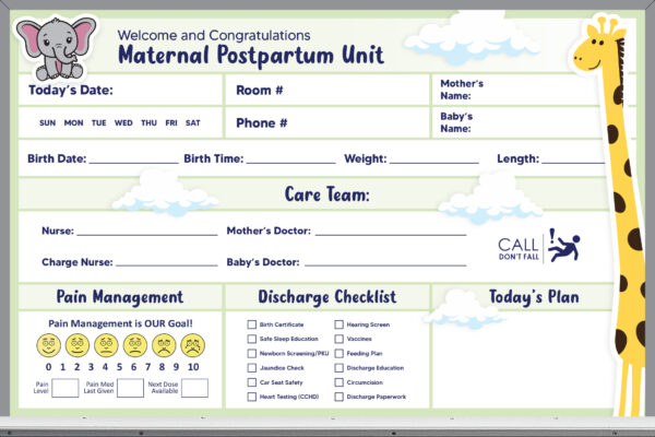 Maternity Room Patient Tracking Whiteboard - Care Notes