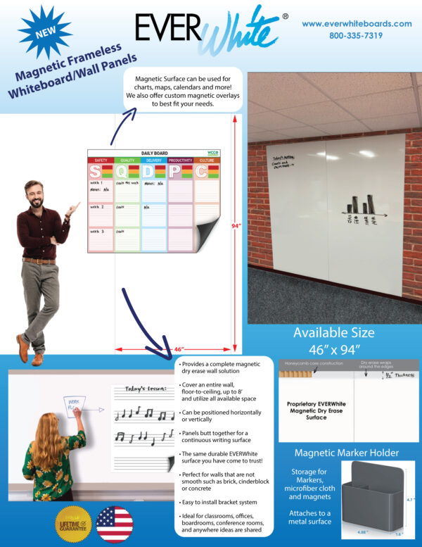 Magnetic Frameless Whiteboard/Wall Panel